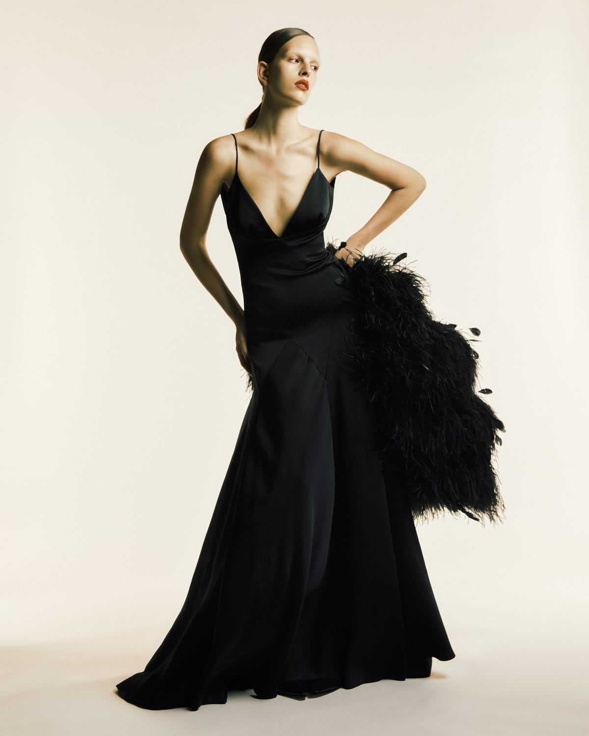 Black Satin Gown | Palomo Spain